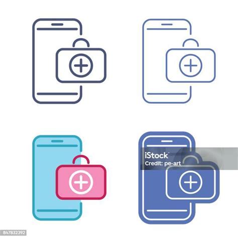 응급 처치 키트 기호로 휴대 전화입니다 의료 아이콘 세트입니다 1에 대한 스톡 벡터 아트 및 기타 이미지 1 개념 개념 기호 Istock