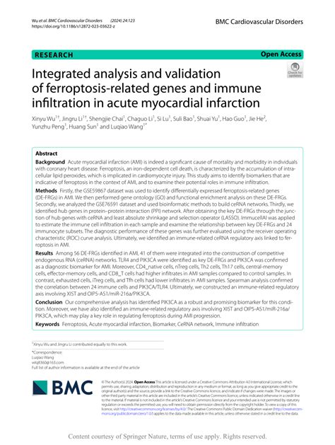 Pdf Integrated Analysis And Validation Of Ferroptosis Related Genes