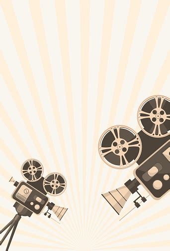 삼각대에 필름 릴이있는 삼각대에 상세한 복고풍 카메라 시네마 영화제 포스터 텍스트가 있는 장소와 시네마 배경 배너 브로셔 전단지
