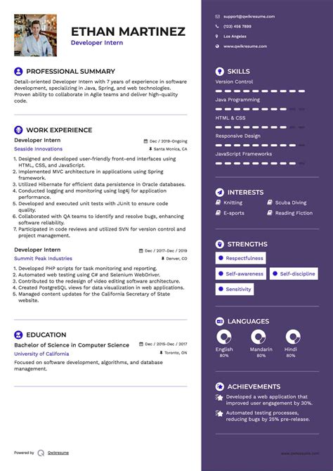 10 Developer Intern Resume Samples Templates For 2025