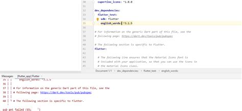 flutter how to solve a dependency error while adding english words in