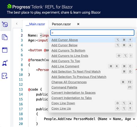 Blazor Repl Write Compile Execute And Share Blazor Code Telerik Repl For Blazor