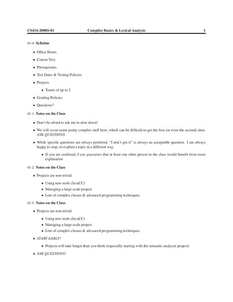 Notes On Compiler Basics And Lexical Analysis Compilers Cs 414