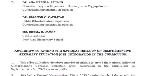 09092022 Division Memorandum No 1458 S 2022 Authority To Attend The National Rollout Of