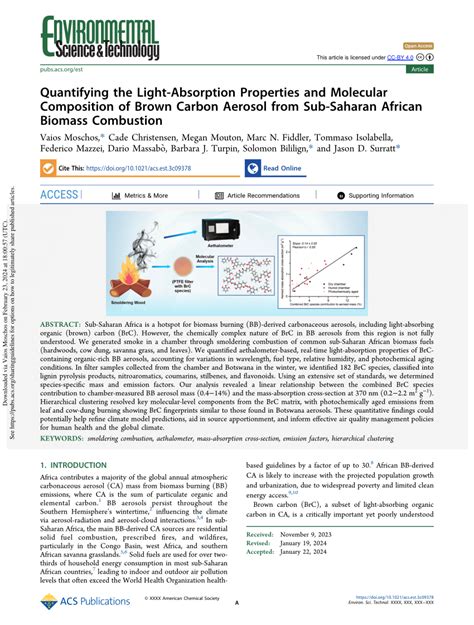 Pdf Quantifying The Light Absorption Properties And Molecular Composition Of Brown Carbon