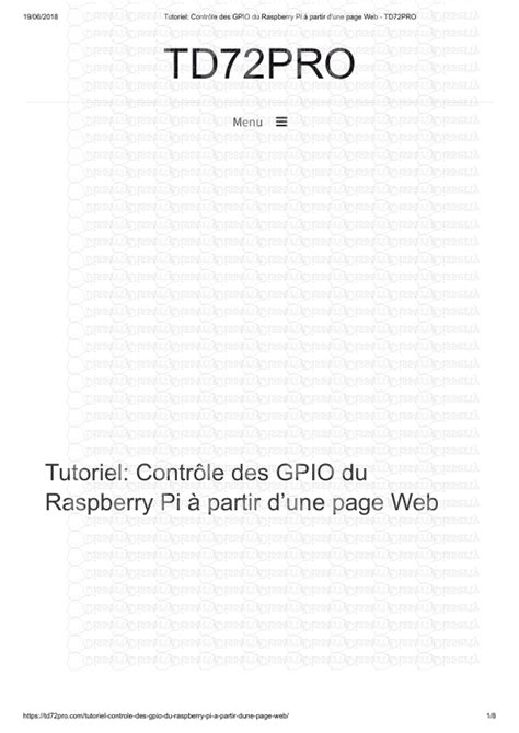 19062018 Tutoriel Contrôle Des Gpio Du Raspberry Pi à Partir Dune