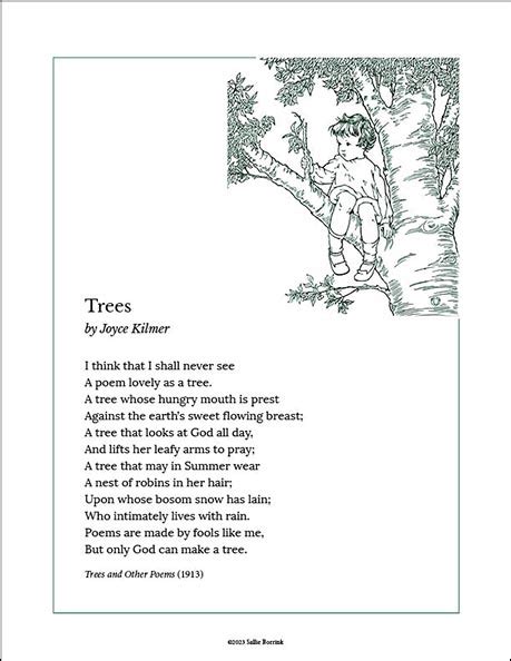 Trees By Joyce Kilmer Printable Poem Sallie Borrink