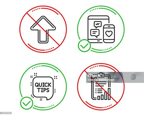 소셜 미디어 빠른 팁 및 업로드 아이콘을 설정 합니다 체크 리스트 서명 모바일 장치 유용한 트릭 화살촉 로드 벡터 고급에 대한