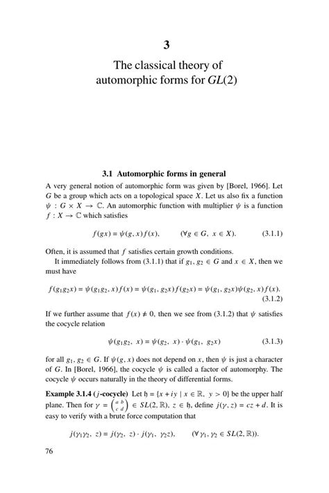 The Classical Theory Of Automorphic Forms For Gl 2 Chapter 3 Automorphic Representations