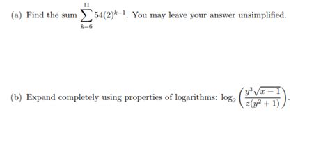 Solved A Find The Sum K K You May Leave Your Chegg Com