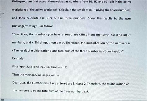 Solved Write A Program That Accepts Three Values As Numbers From Cells