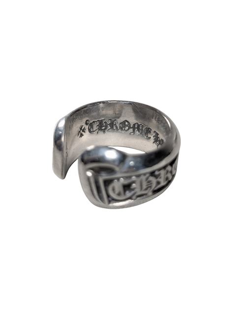 Silver Scroll Logo Ring By Chrome Hearts Yp Collective