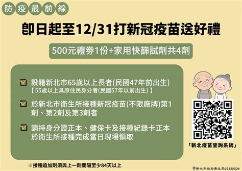符合資格者至新北各衛生所接種新冠疫苗 可領500元禮券及家用快篩試劑4劑 中華日報中華新聞雲