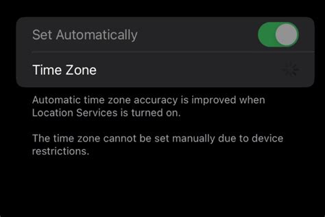 Time Zone Cannot Be Set Manually Due To Device Restrictions Error How