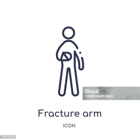 동작 개요 모음에서 선형 골절 팔 아이콘입니다 얇은 라인 골절 팔 벡터 흰색 배경에 고립입니다 골절 팔 유행 그림 건강관리와