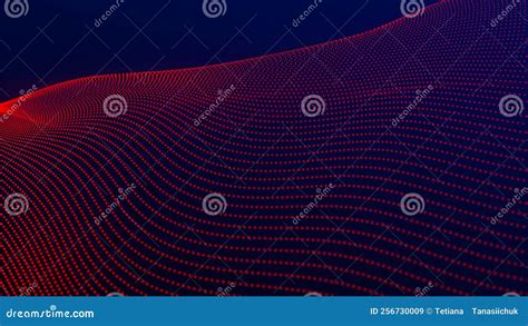 Wave Of Particles Futuristic Dots Pattern On Dark Background Big Data Digital Code Technology