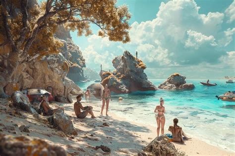 Premium Photo Quantum Realm Beach Featuring Diverse Couples Enjo