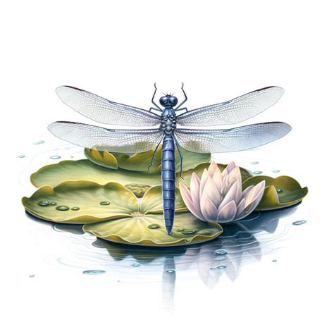 Premium Photo Dragonfly On A Lily Pad