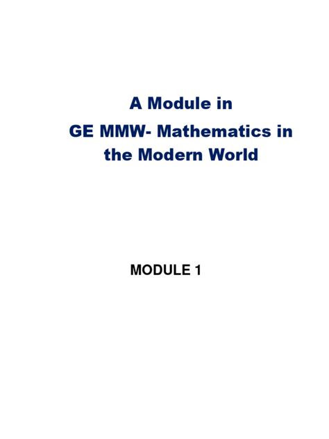 Ge 7 Mmw Module 1 Final Pdf Mathematics Axiom
