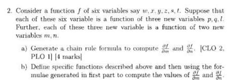 Solved 2 Consider a functionſ of six variables say w 1 4 Chegg com