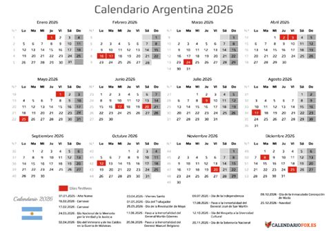 Calendario Argentina 2026 Con Festivos Pdf