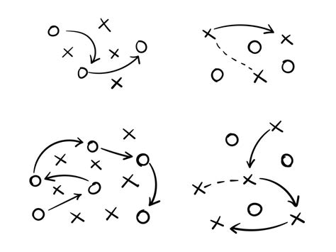 Sports Tactical Layout With Player Position And Arrow Hand Drawn