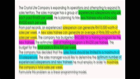 linear programming model formulation youtube