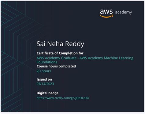 Sai Neha Reddy On Linkedin Machinelearning Awsacademy