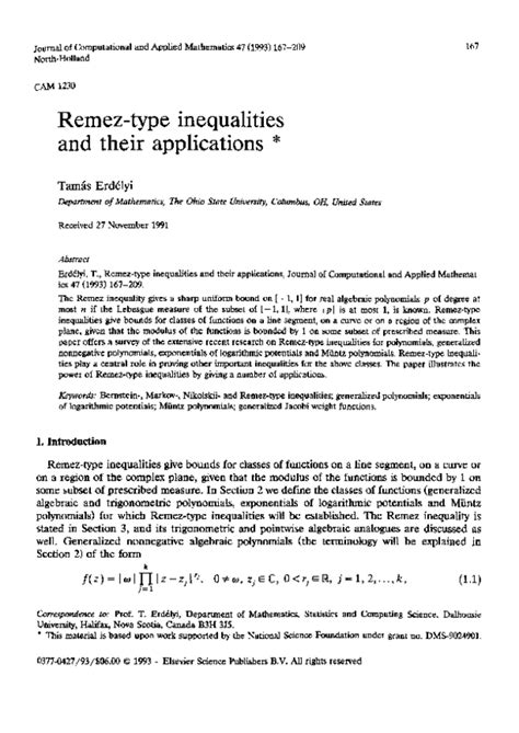 Pdf Remez Type Inequalities And Their Applications