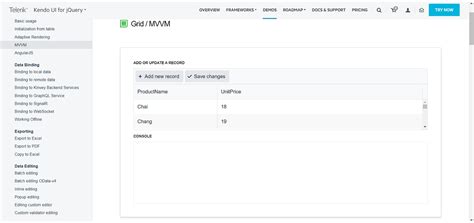 data source telerik ให้อยู่ในรูปแบบ ui แบบอื่น ที่ไม่ใช่ grid kendo