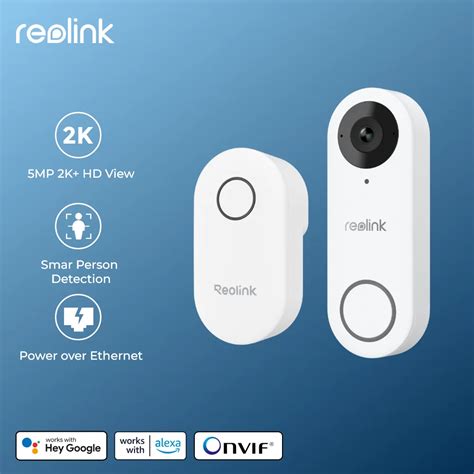Reolink สมาร์ท 2k Poe Video Doorbell วิดีโอแบบมีสาย Intercom พร้อม