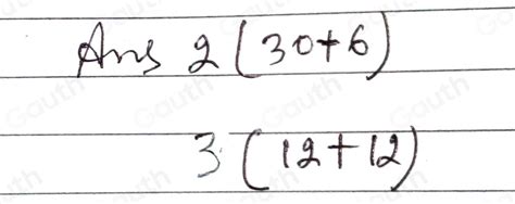 solved 50 use the distributive property to write two different expressions equal to 72 each