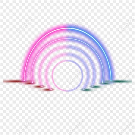 빨간색과 파란색 둥근 네온 일러스트 아치조명 효과아치형 Png 일러스트 무료 다운로드 Lovepik