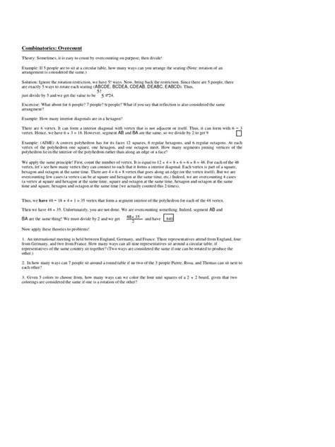 Lesson 1 Combinatorics Topic Overcount Pdf Vertex Geometry Discrete Mathematics