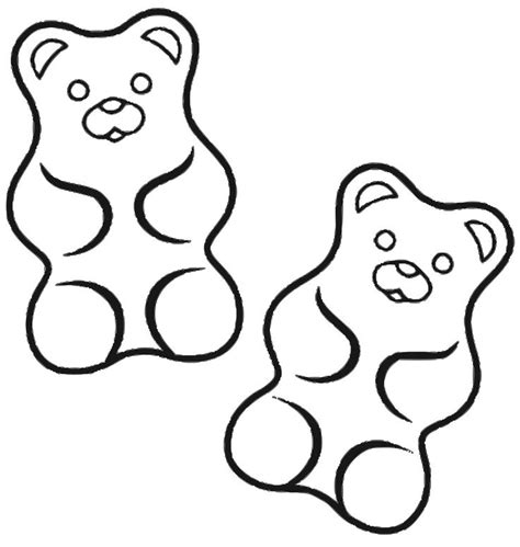 Colorful Gummy Bear Candy Coloring Pages Printable Gummy Bear Outline