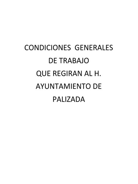 Condiciones Generales De Trabajos 31 05 2023 Pdf Salario Tiempo De Trabajo