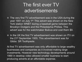 Media Timeline History Of Advertisements Ppt