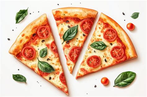 Delicious Cheese And Tomato Pizza Topped With Fresh Basil Leaves