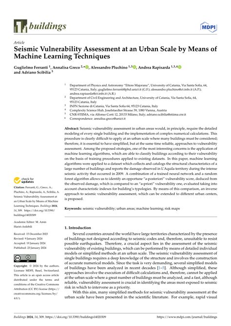 Pdf Seismic Vulnerability Assessment At An Urban Scale By Means Of Machine Learning Techniques