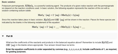 Solved Potassium Permanganate Kmno4 Is A Powerful Oxidizing Agent The Products Of The Given