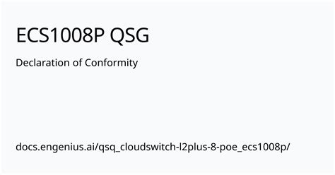 Declaration Of Conformity Ecs1008p Qsg