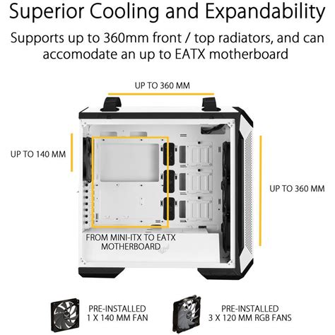 Asus Tuf Gaming Gt501 White Edition Mid Tower Case Gt501wt Handle