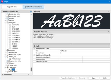 Cant Purge Text Style Used By Multileaders Autodesk Community