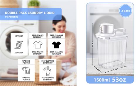 Cnsndqedke Laundry Detergent Dispensers 2 Pack 53oz Large Capacity Soap Containers
