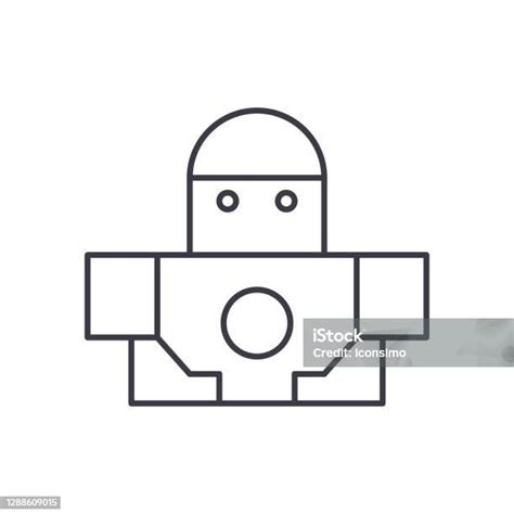 나는 로봇 아이콘 선형 절연 일러스트레이션 얇은 선 벡터 웹 디자인 기호 흰색 배경에 편집 가능한 스트로크와 개요 개념 기호입니다 0명에 대한 스톡 벡터 아트 및 기타
