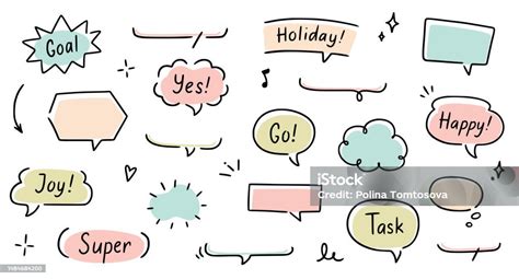 풍선 텍스트 프레임 장식 세트입니다 간단한 손으로 그린 펜 라인 말풍선 구름 텍스트 테두리를 위한 풍선 프레임 우아한 대화 풍선