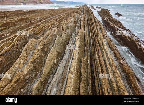 Flysch Dramatic Rock Coastline Formation Basque Country In Zumaia