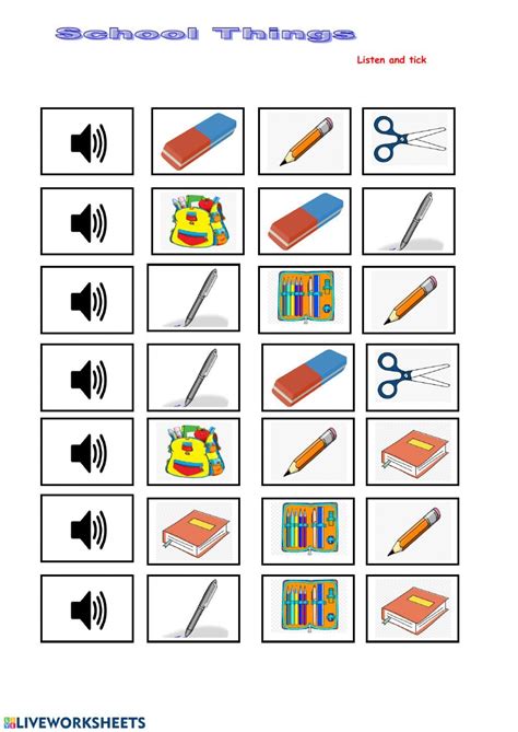 School Objects Interactive And Downloadable Worksheet You Can Do The