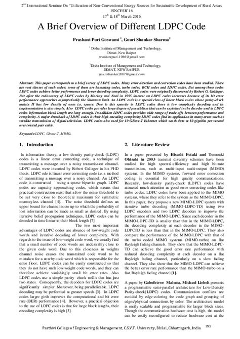 Pdf A Brief Overview Of Different Ldpc Code