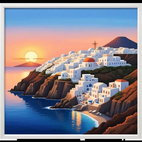 Cinematic Realistic Santorini Caldera Landmark Emoji Featuring White